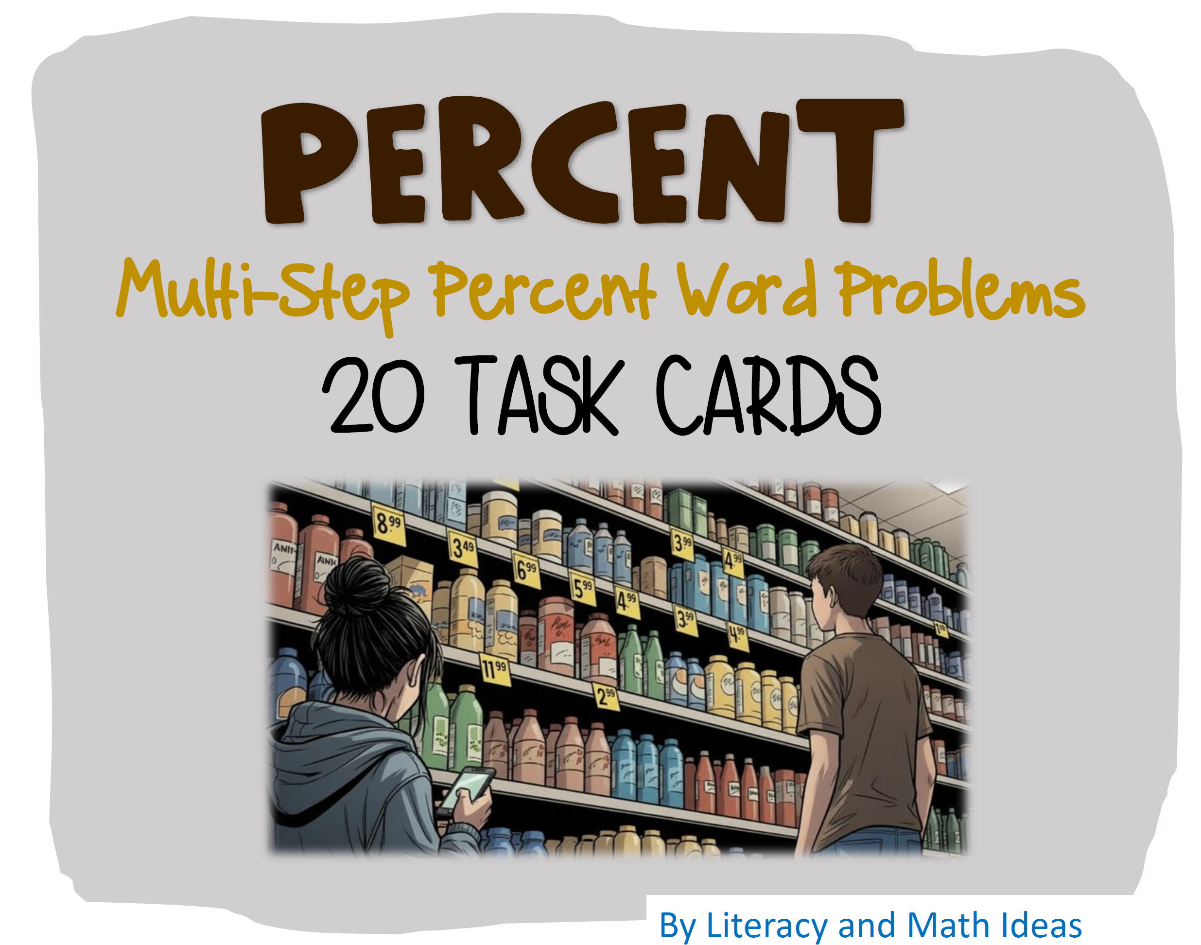 Multi-Step Percent Word Problems Task Cards | 6th 7th Grade Math Inter ...