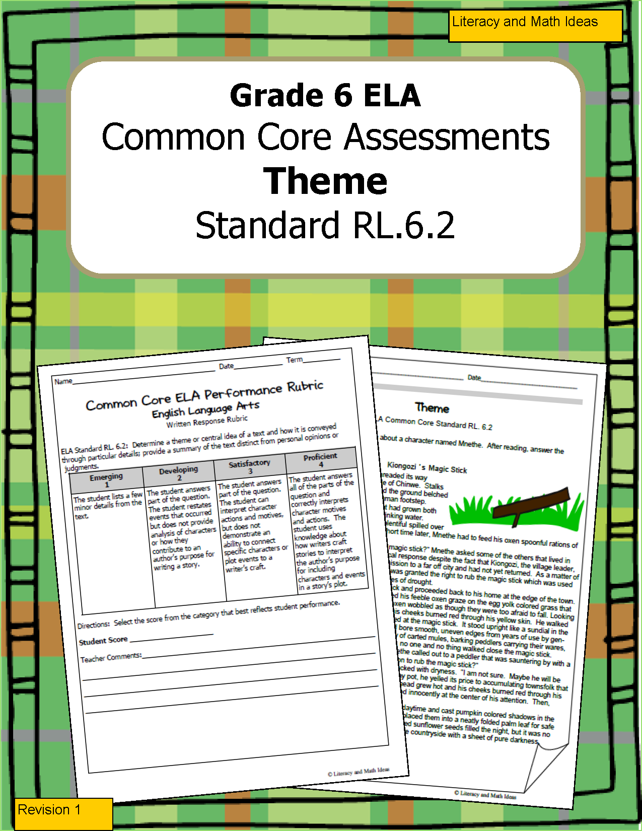 Grade 6 Common Core Assessments: Theme RL.6.2 – Literacy and Math Ideas