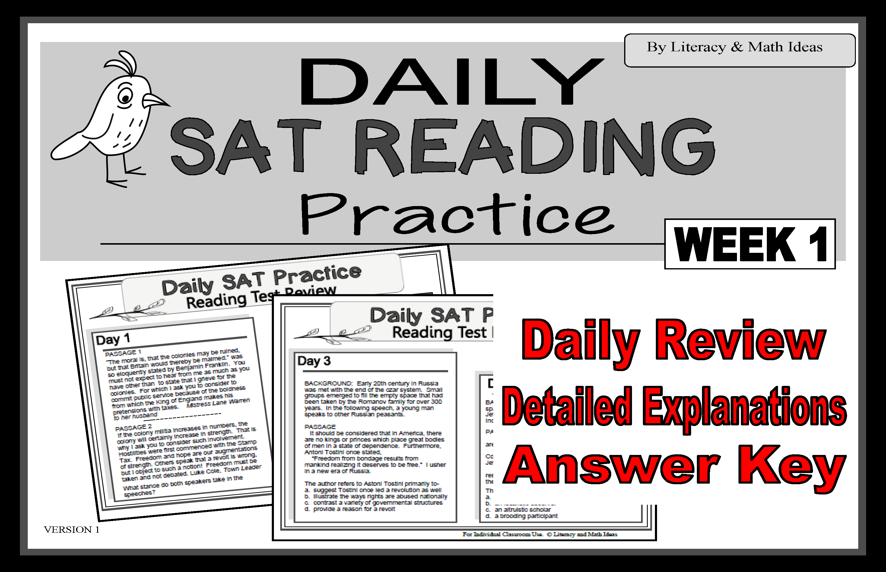 Daily SAT Reading Practice Week 1 – Literacy and Math Ideas
