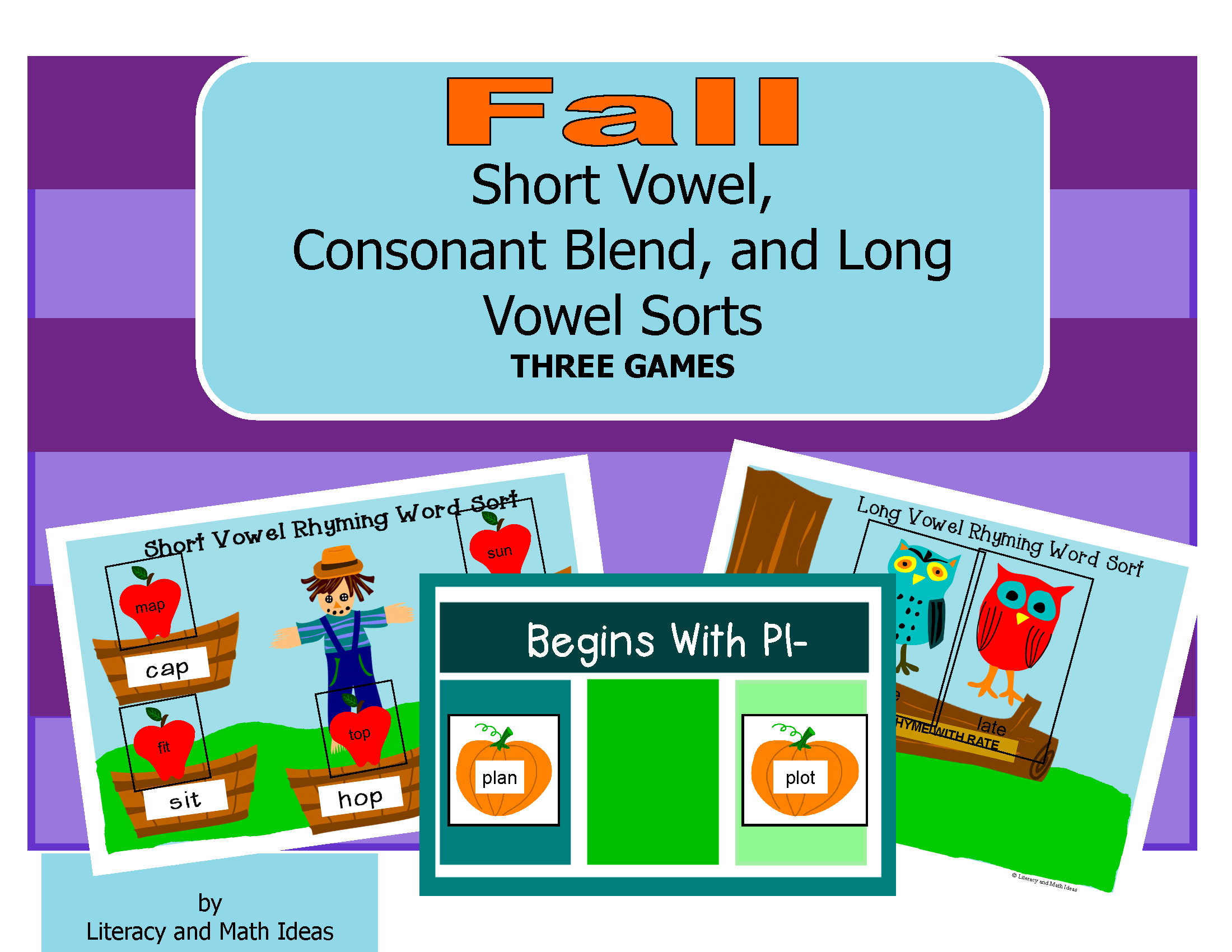 Fall Short Vowel, Consonant Blend, and Long Vowel Sorts – Literacy and ...