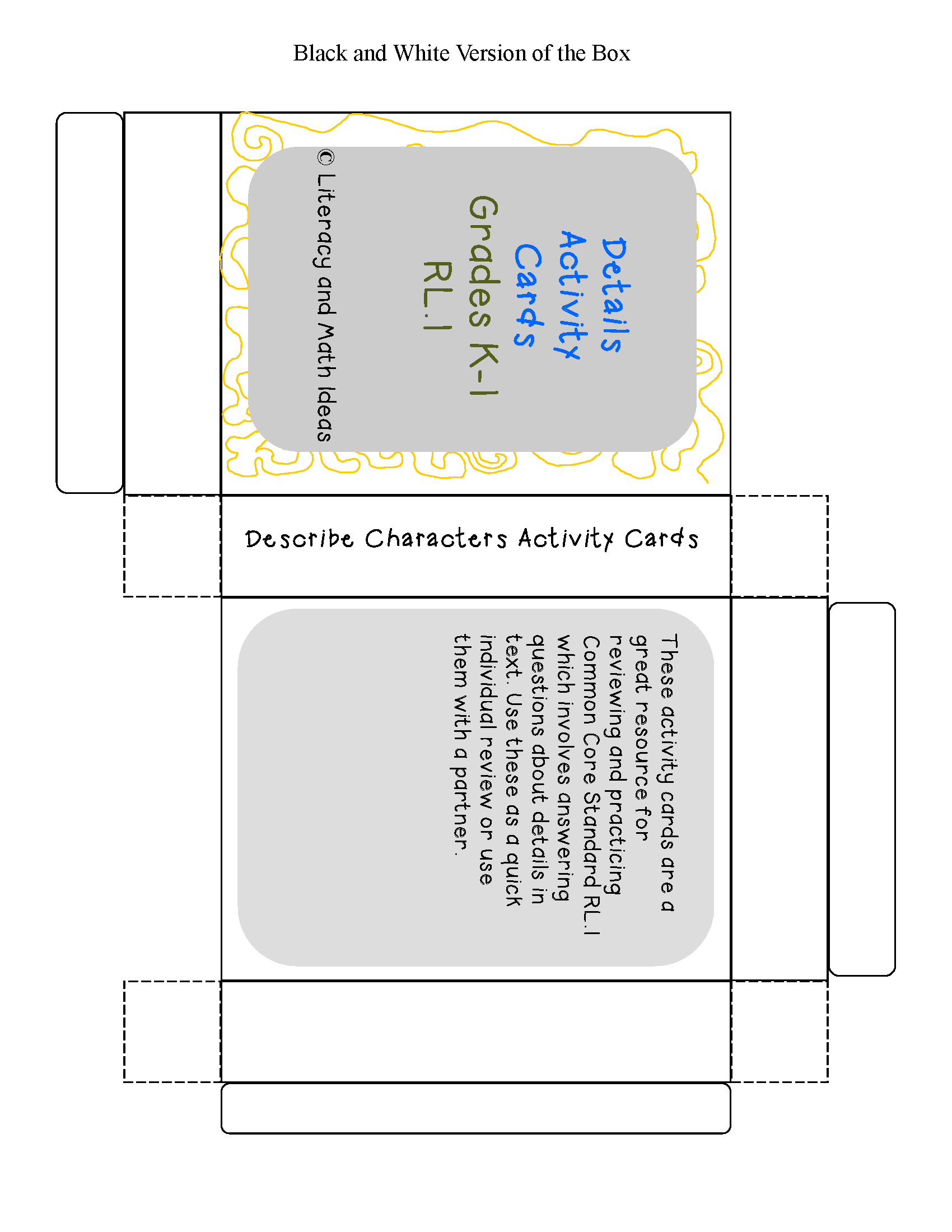 Details Activity Cards Grades K-1 Common Core RL.1 – Literacy and Math ...