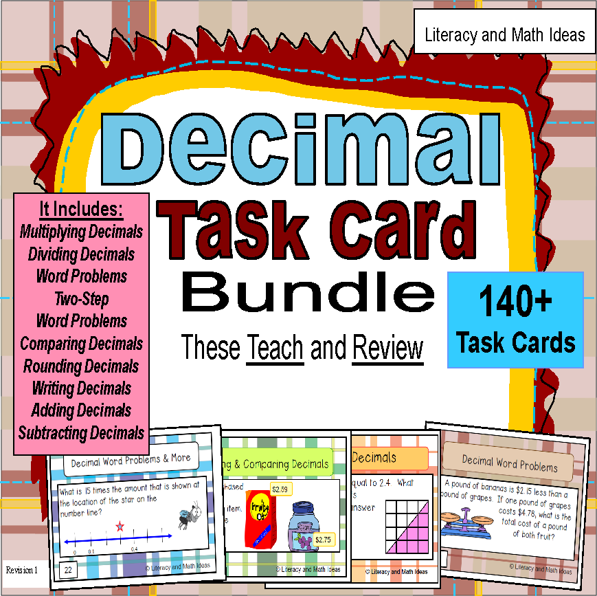 Decimal Task Card Bundle (140+ Task Cards) – Literacy and Math Ideas
