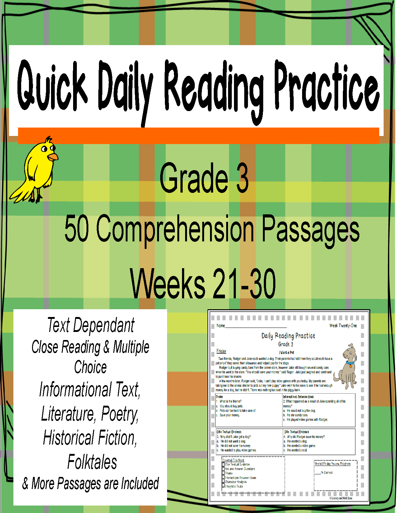 Grade 3 Daily Reading Practice (Weeks 21-30) – Literacy and Math Ideas