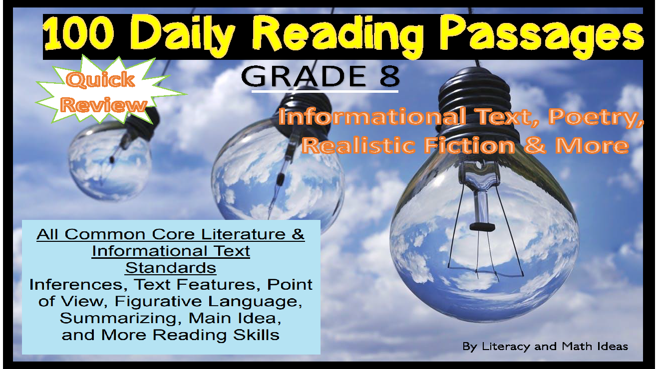 Grade 8 Daily Common Core Reading Practice Weeks 1-20 – Literacy and ...