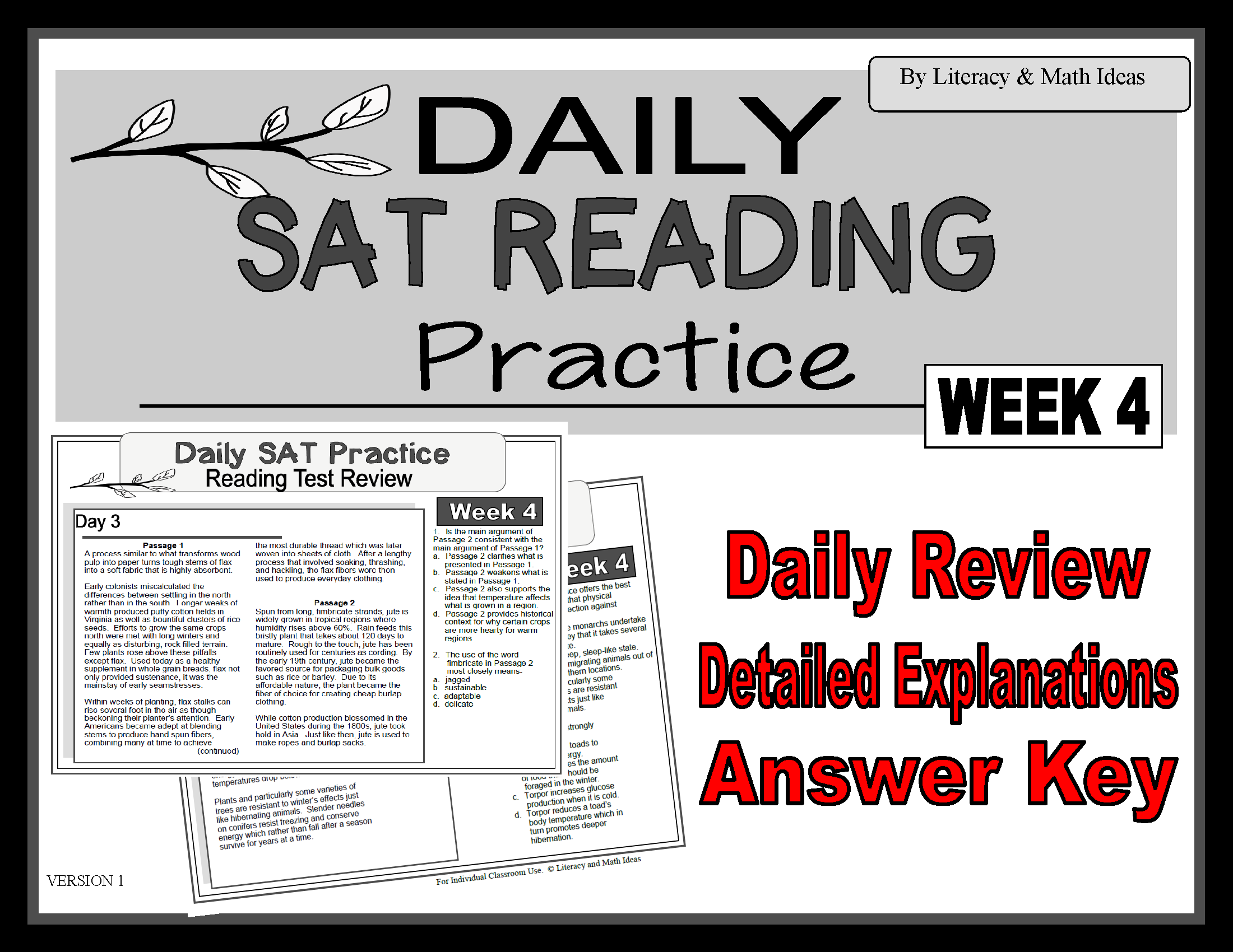 Daily SAT Reading Practice Week 4 – Literacy and Math Ideas