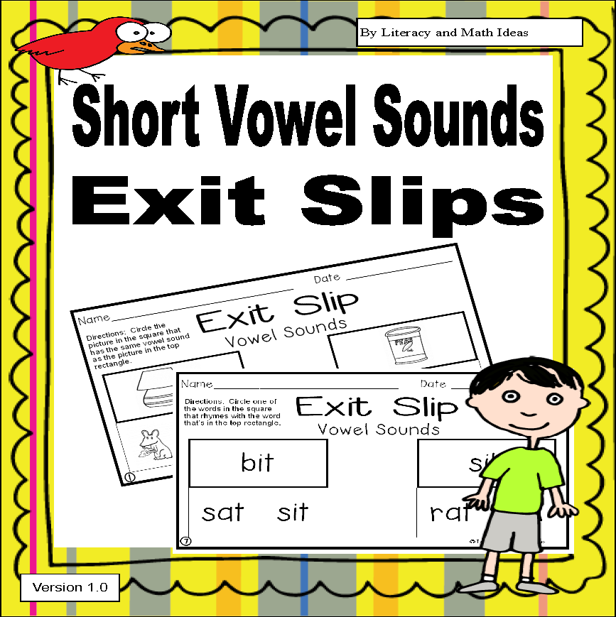 Short Vowel Sound Exit Slips – Literacy and Math Ideas