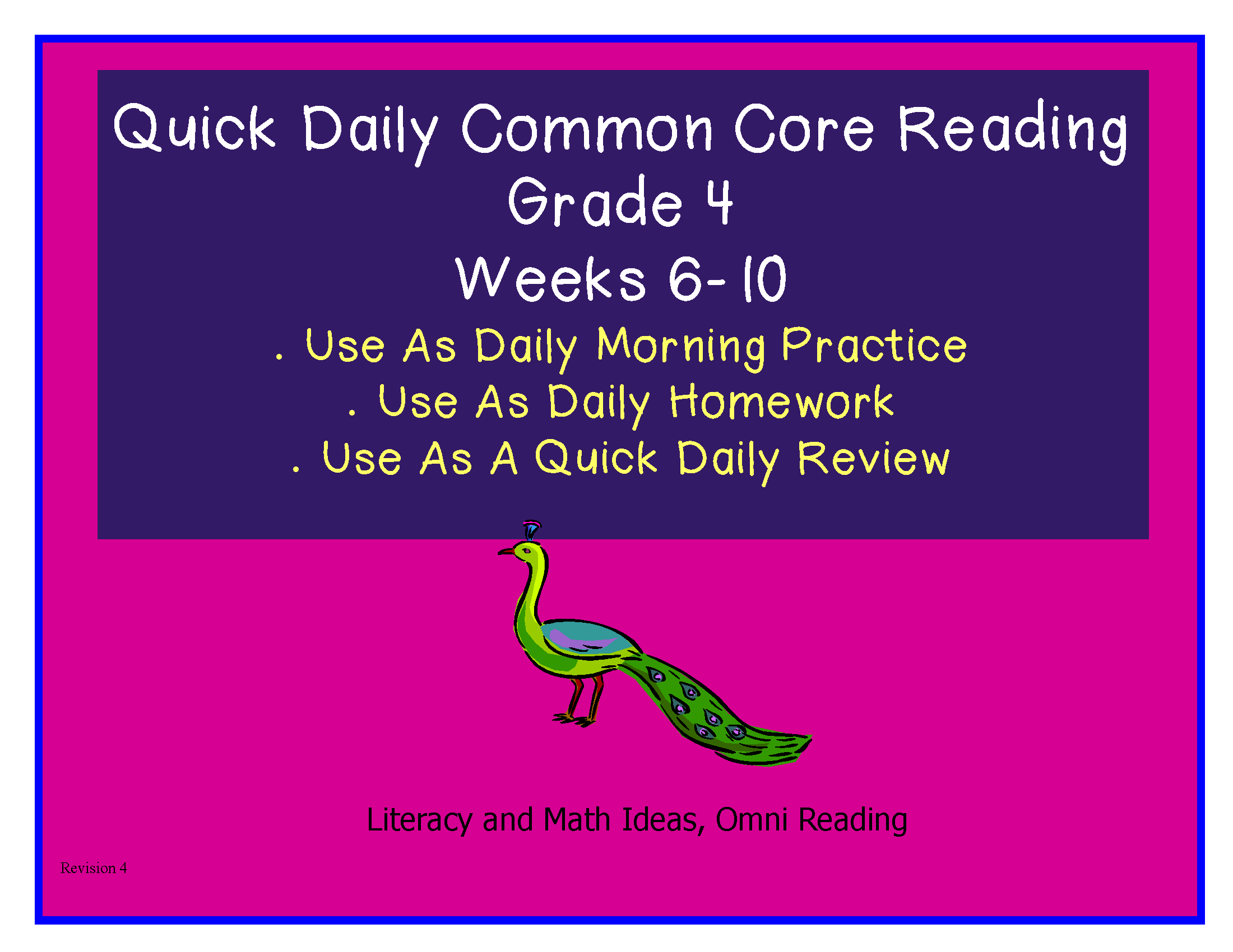 Grade 4 Daily Common Core Reading Practice Weeks 6-10 – Literacy and ...