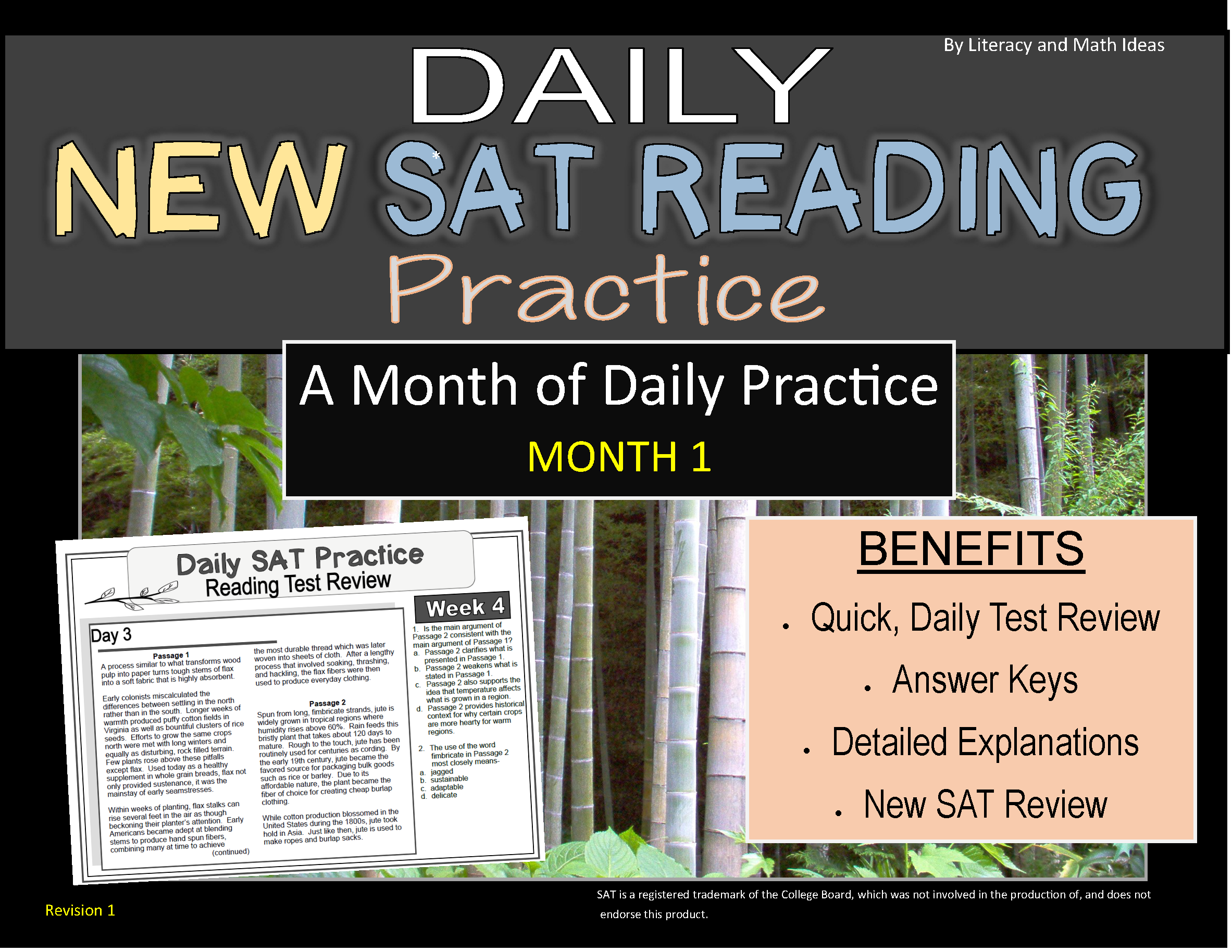 Daily (New) SAT Reading Practice Bundle (Month 1) – Literacy and Math Ideas