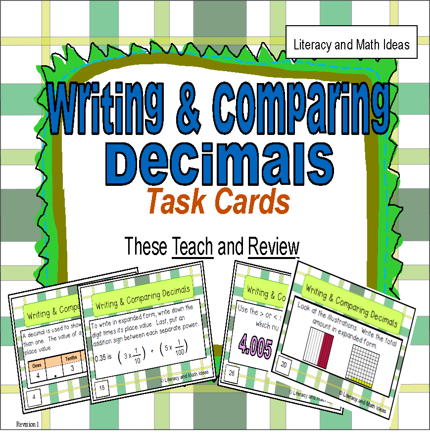 Writing and Comparing Decimals – Literacy and Math Ideas
