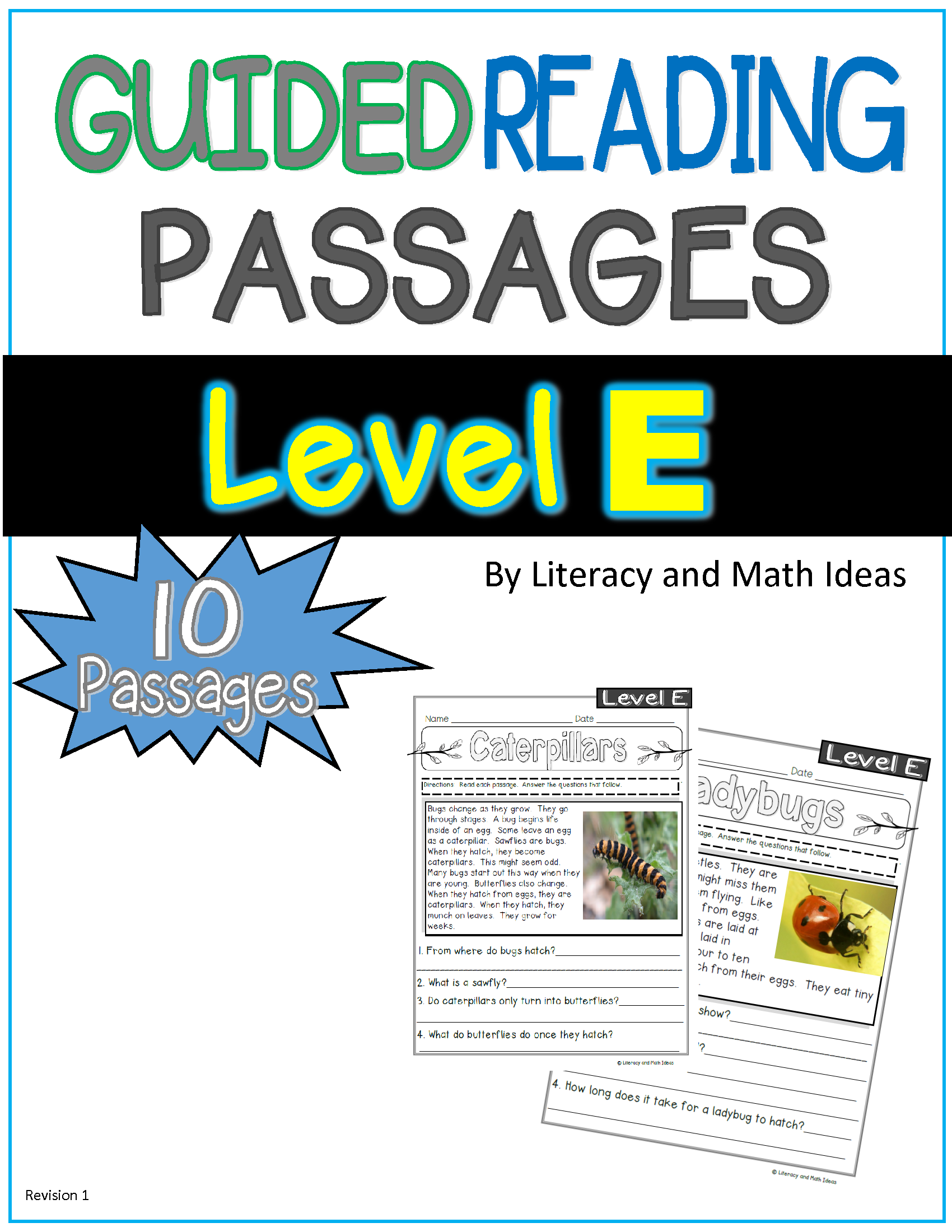 Guided Reading Nonfiction Passages Level E – Literacy and Math Ideas