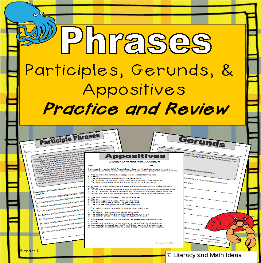 Phrases: Participles, Gerunds, and Appositives Practice and Review ...
