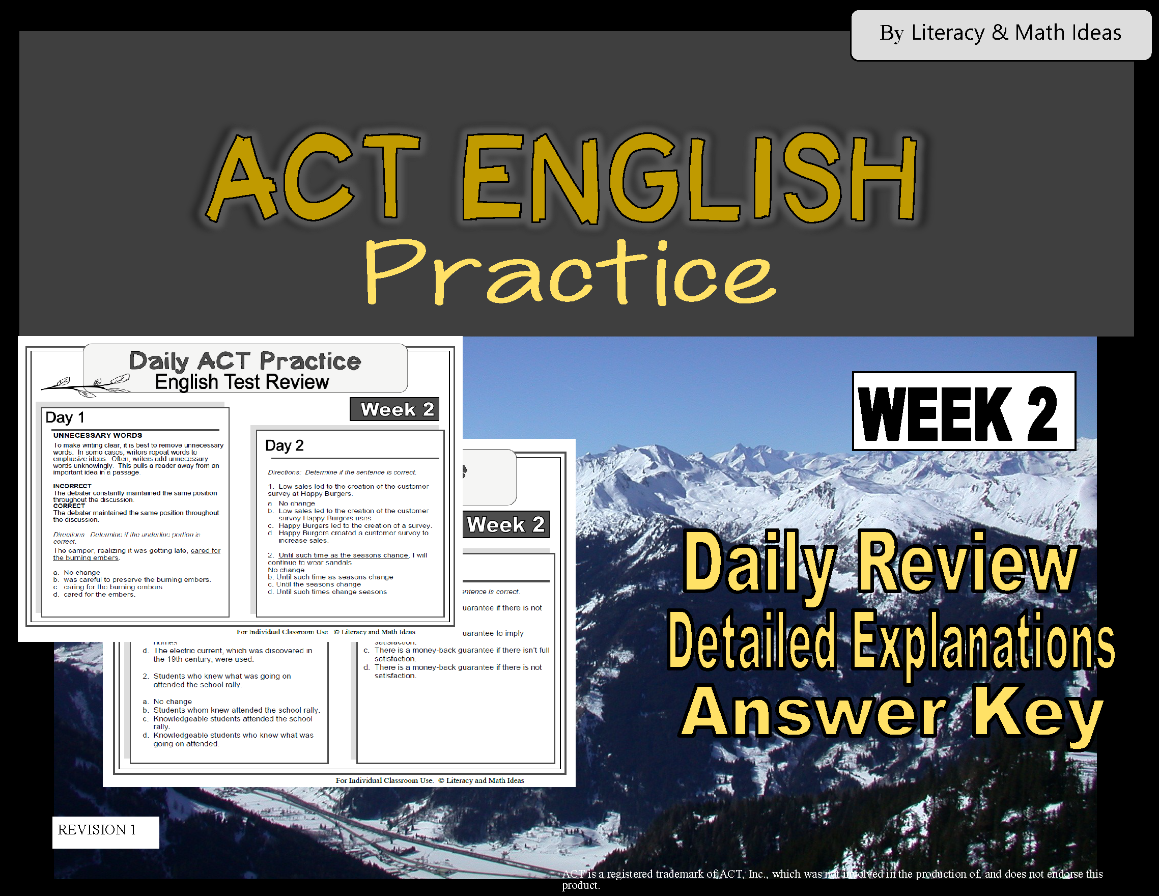 Daily ACT English Test Practice (Week 2) – Literacy and Math Ideas