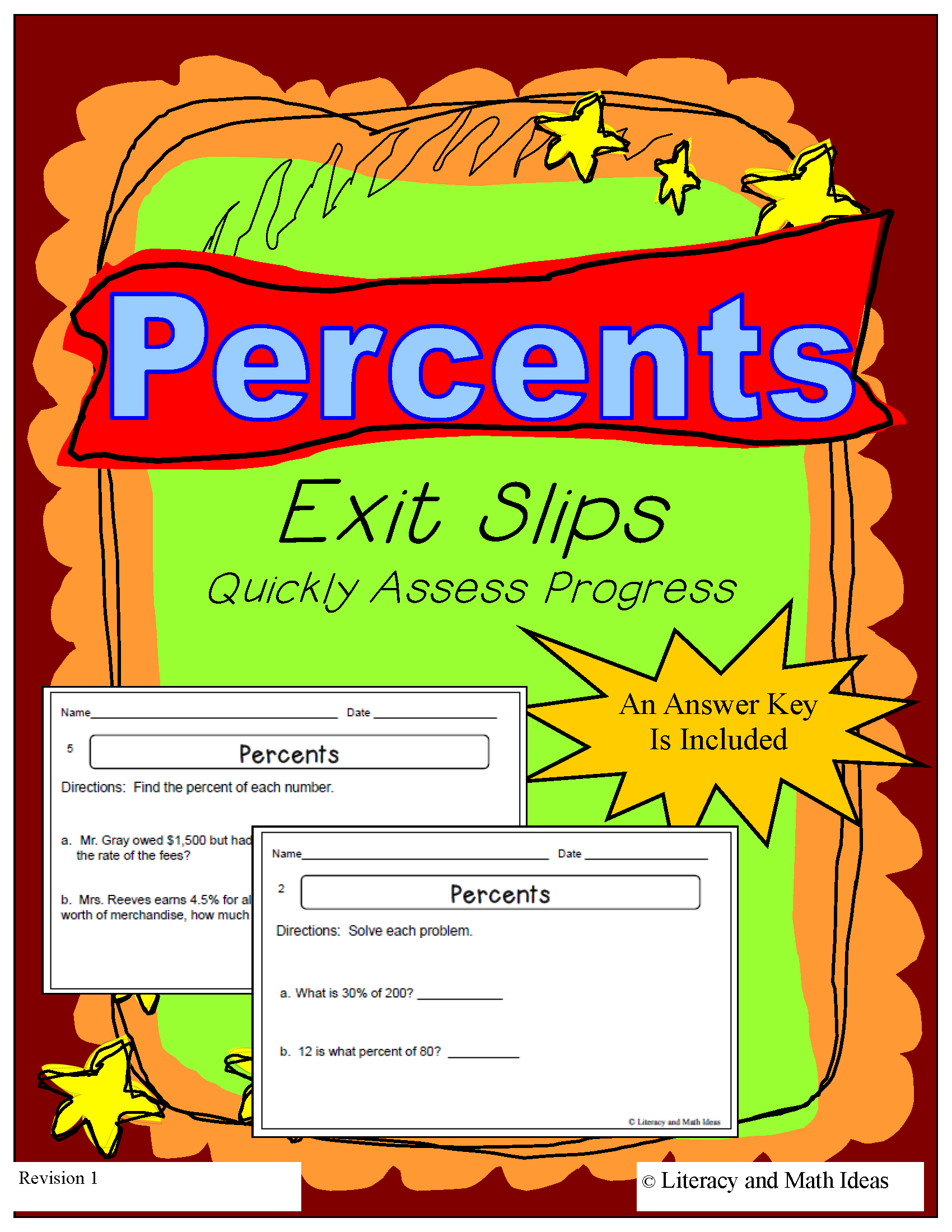 Percents Exit Slips – Literacy and Math Ideas