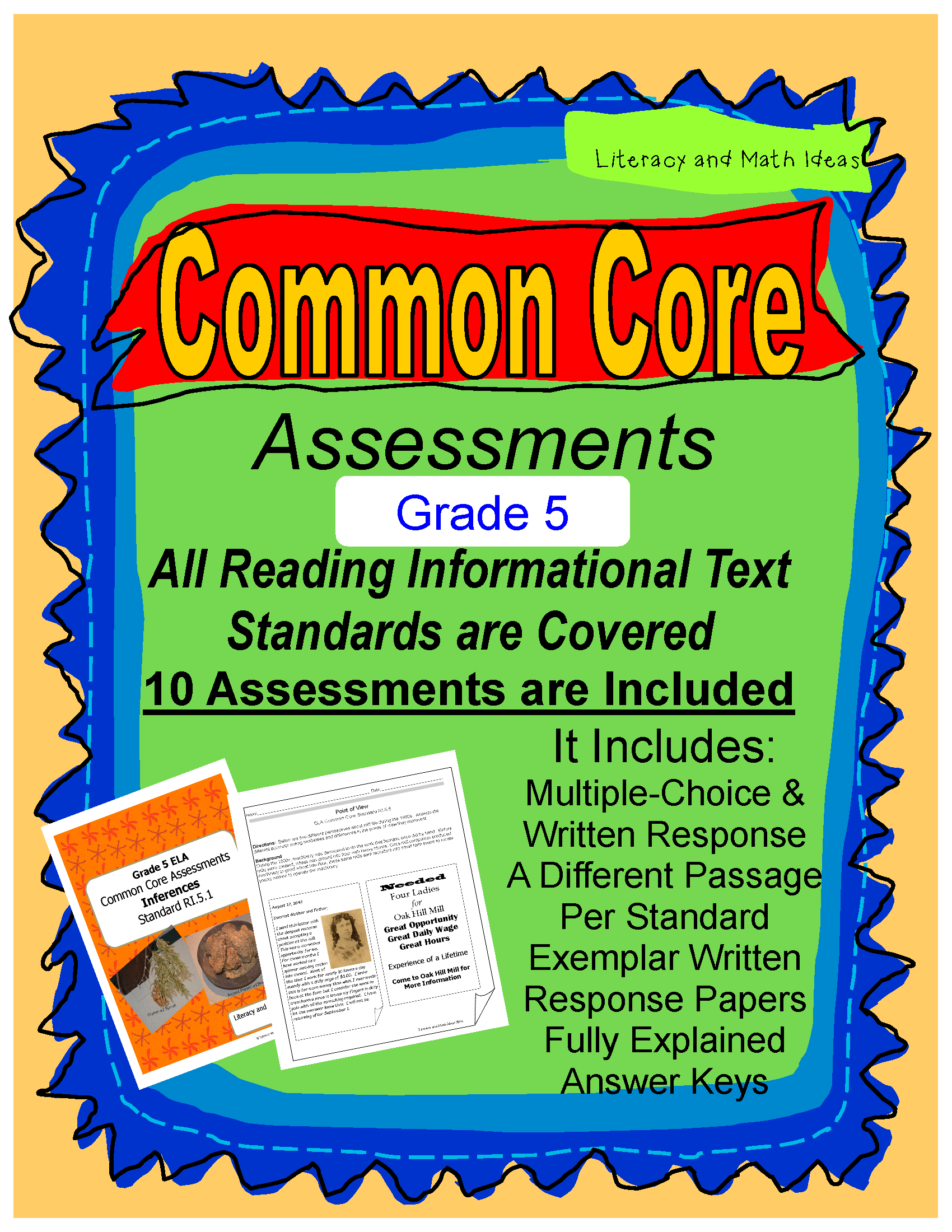 Grade 5 Informational Text Common Core Assessments – Literacy and Math ...