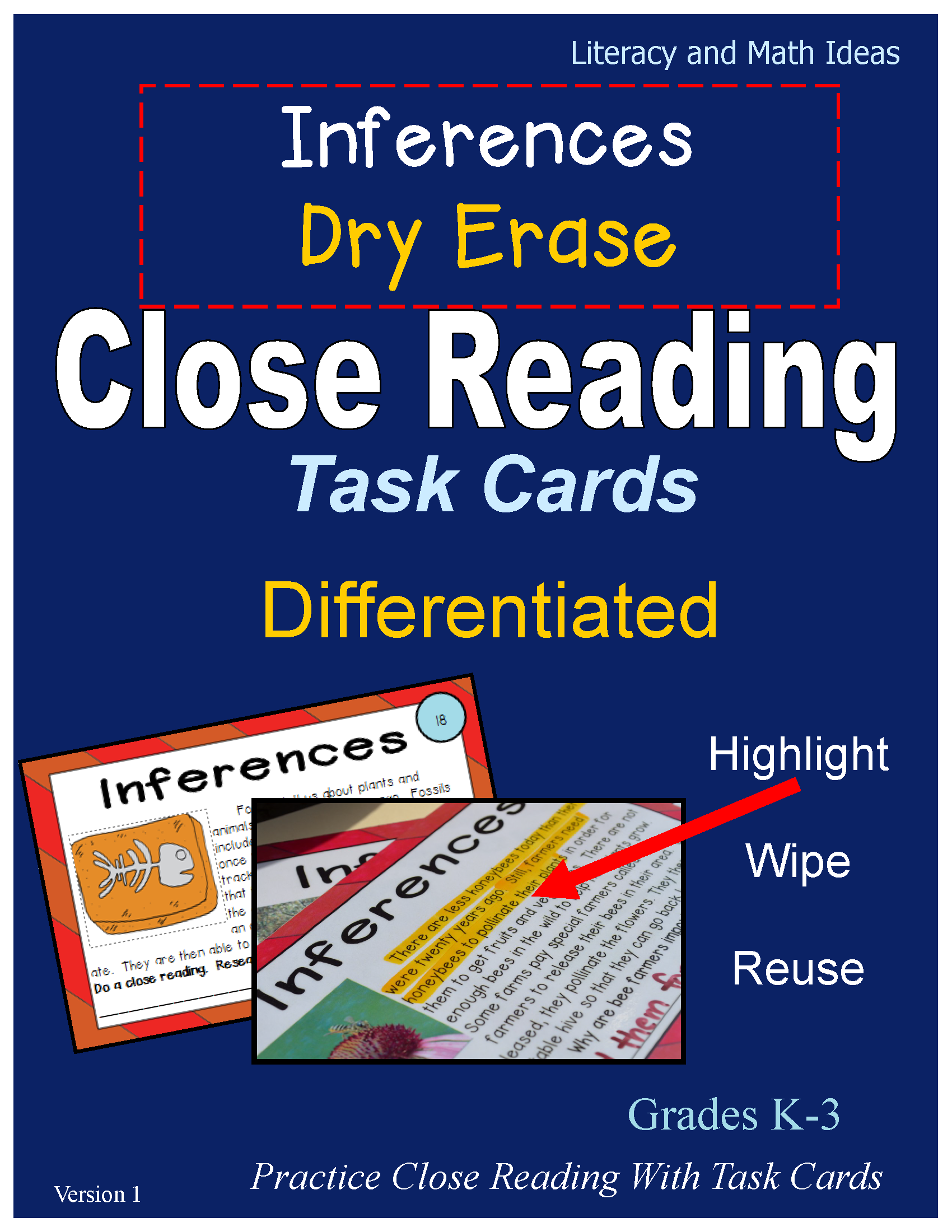 (Inferences) Differentiated Dry Erase Close Reading Task Cards ...
