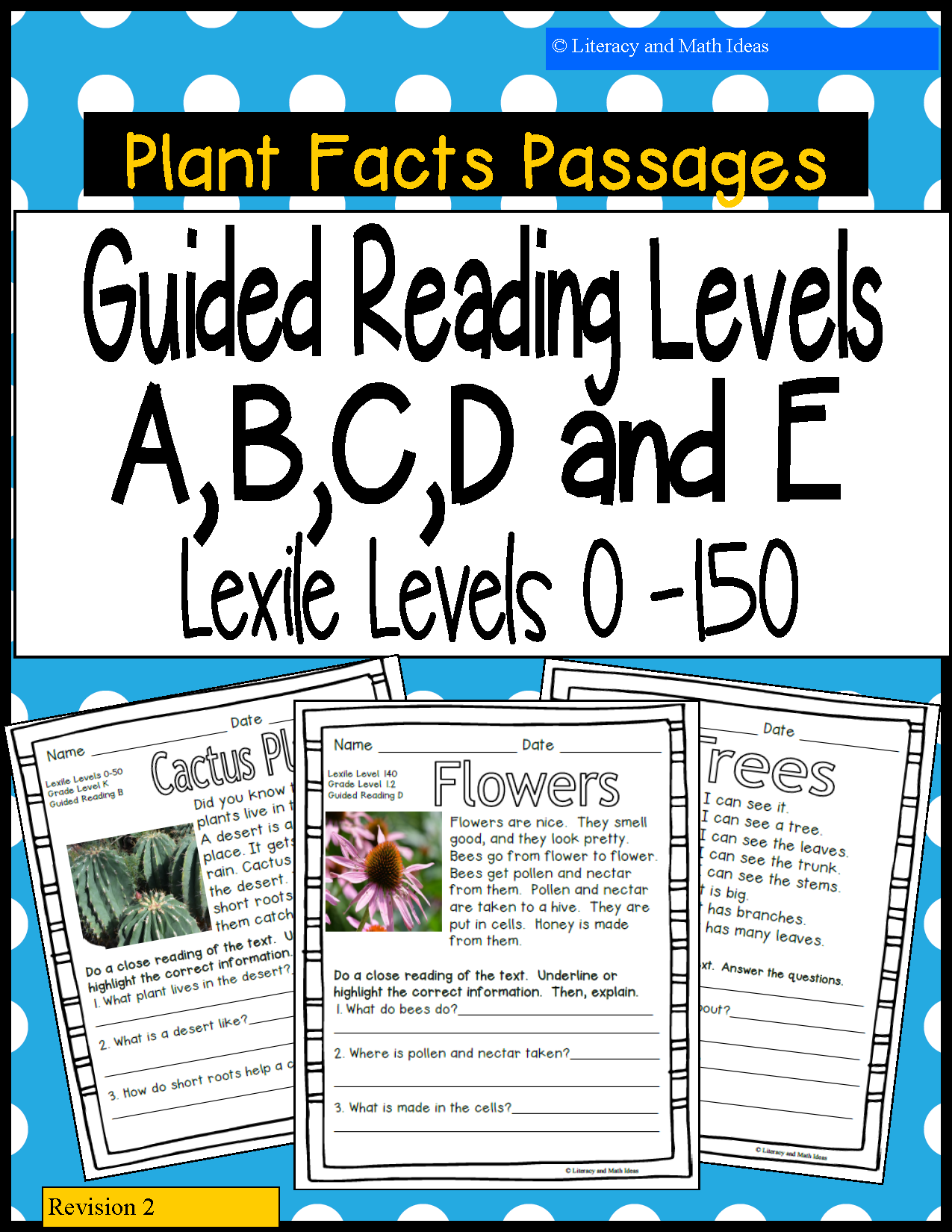 (Plants) Leveled Passages Guided Reading Levels A,B,C,D,E (Lexiles 0-1 ...