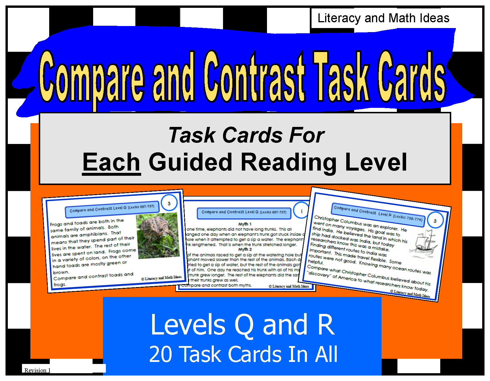 Compare and Contrast Task Cards For Each Guided Reading Level (Levels ...