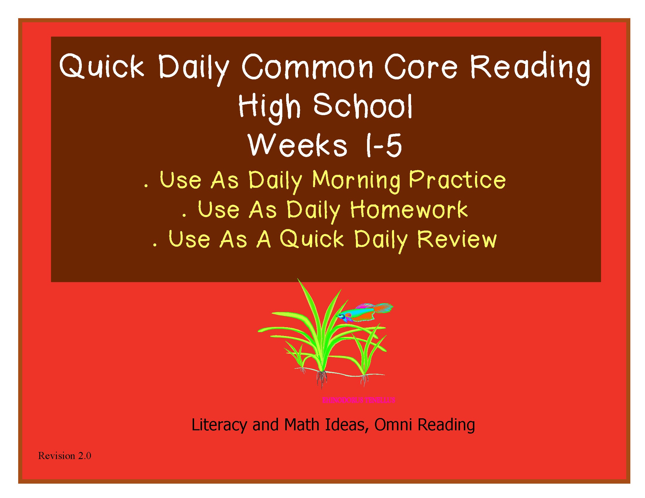 High School Daily Common Core Reading Practice Weeks 1-5 – Literacy and ...