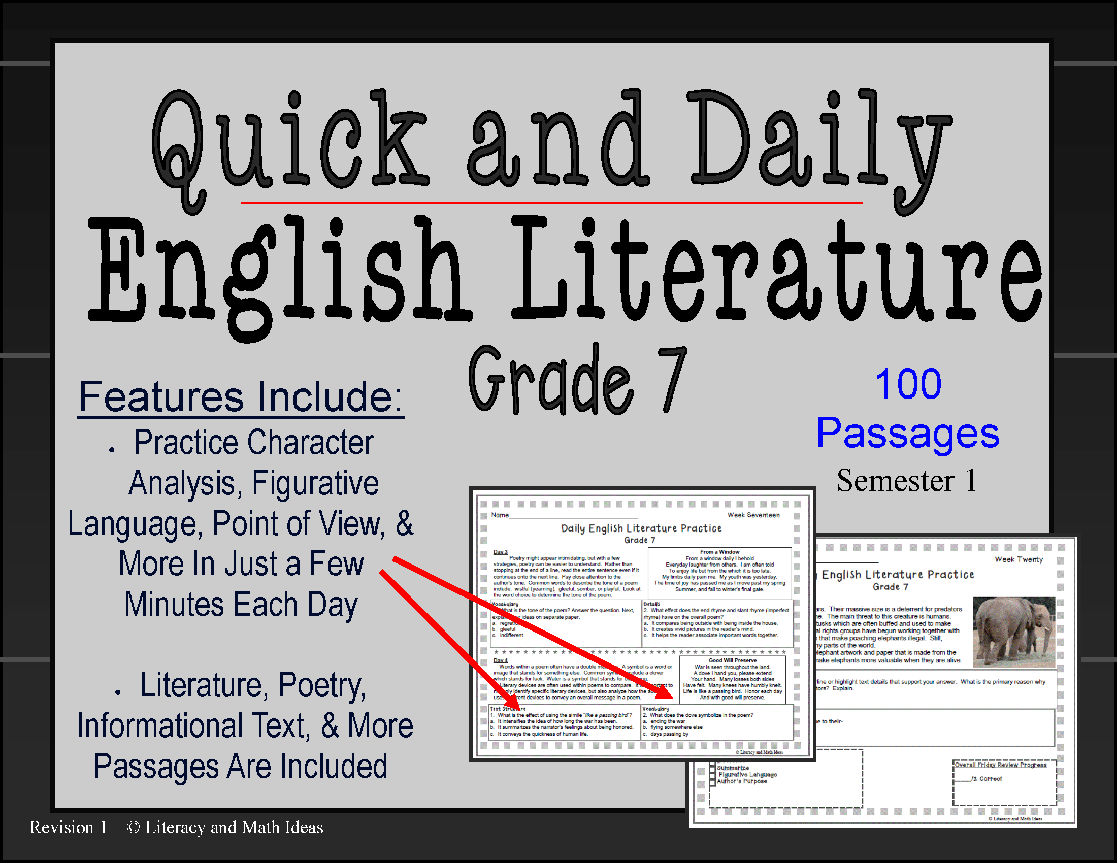 Quick and Daily English Literature (Grade 7) Weeks 1-20 – Literacy and ...