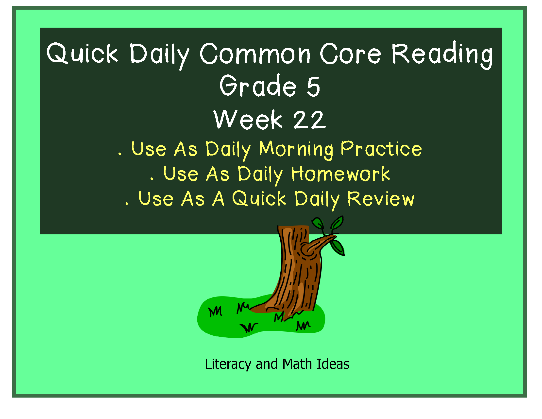 Grade 5 Daily Common Core Reading Practice Week 22 – Literacy and Math ...