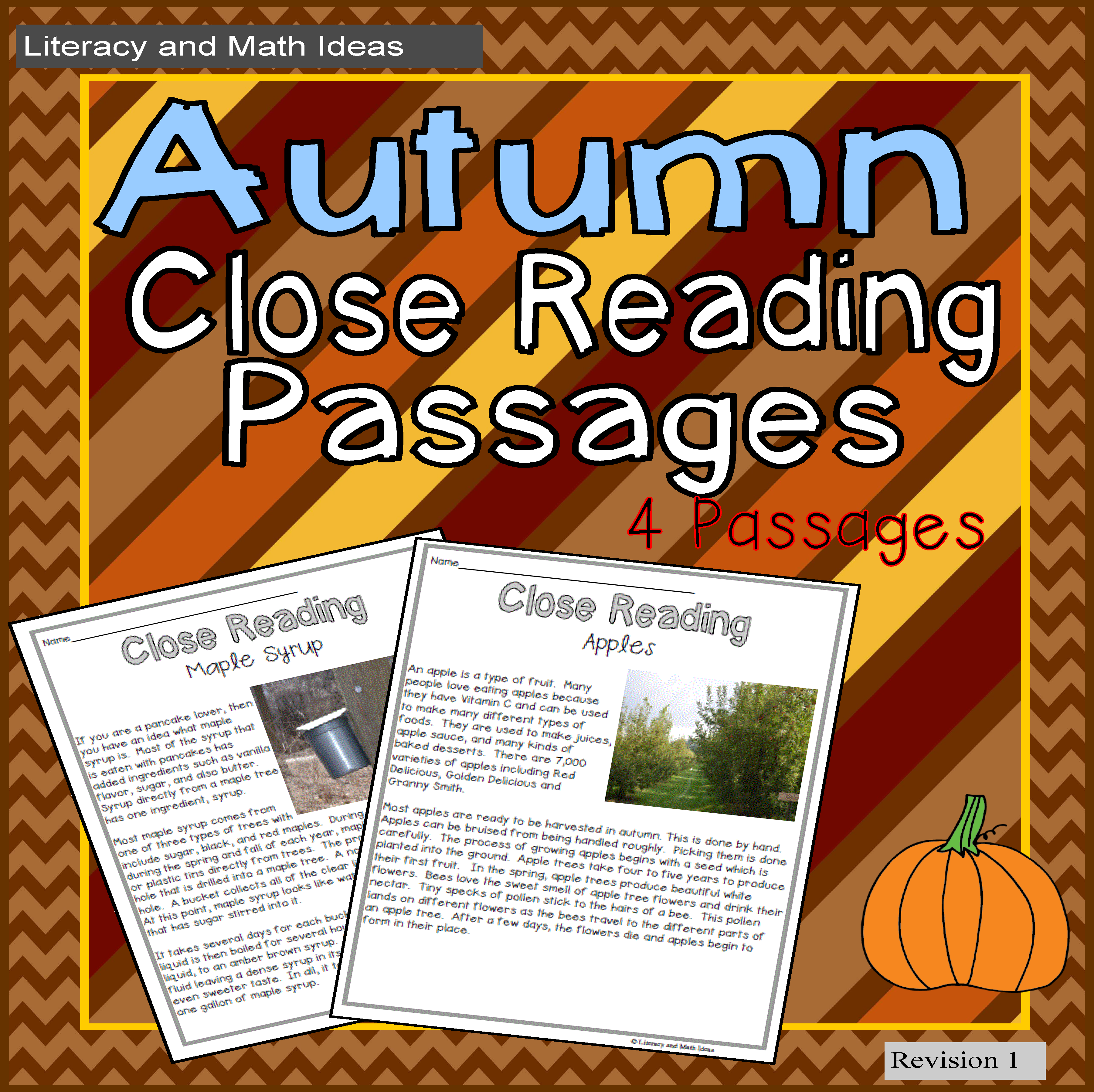 Autumn Close Reading Passages – Literacy and Math Ideas
