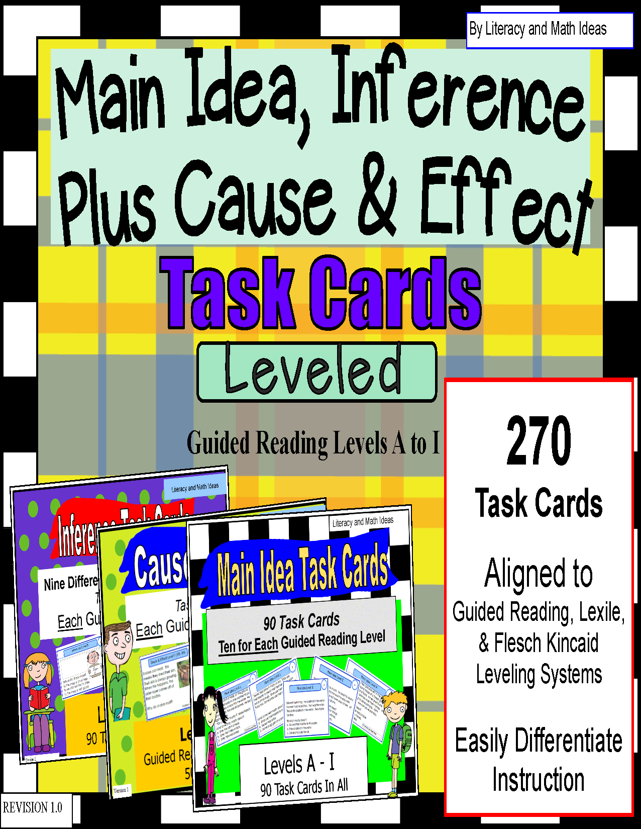 270 Main Idea, Cause and Effect, and Inference Task Cards (Guided Read ...