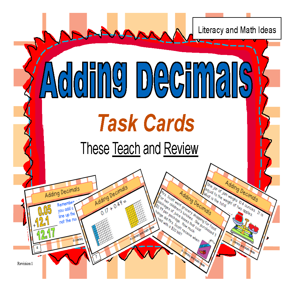 Adding Decimals Task Cards – Literacy and Math Ideas