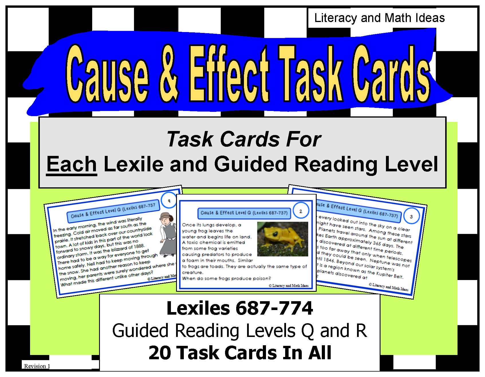 Cause and Effect Task Cards For Each Guided Reading Level (Levels Q an ...