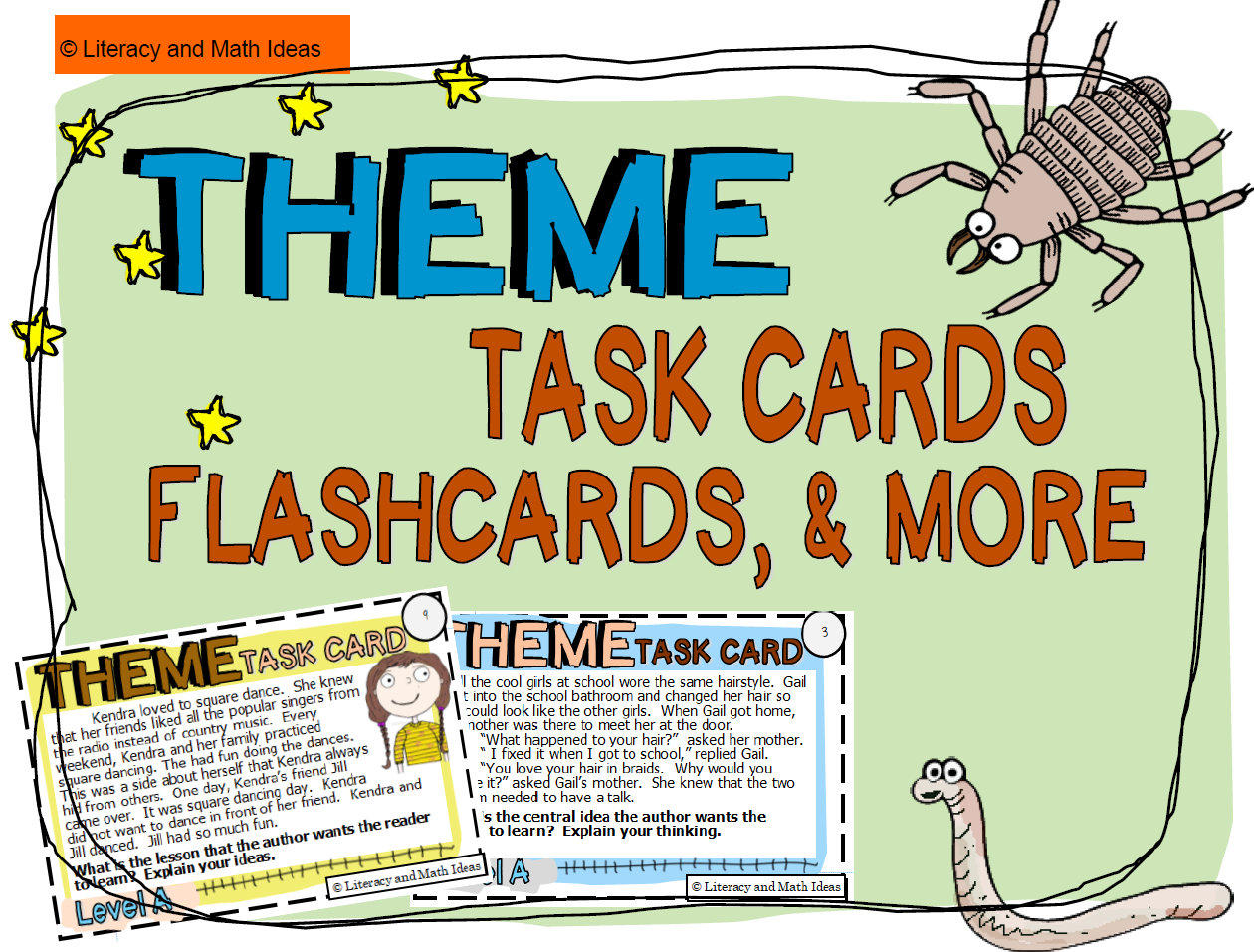 Theme Task Cards + Bonus Video Game – Literacy and Math Ideas