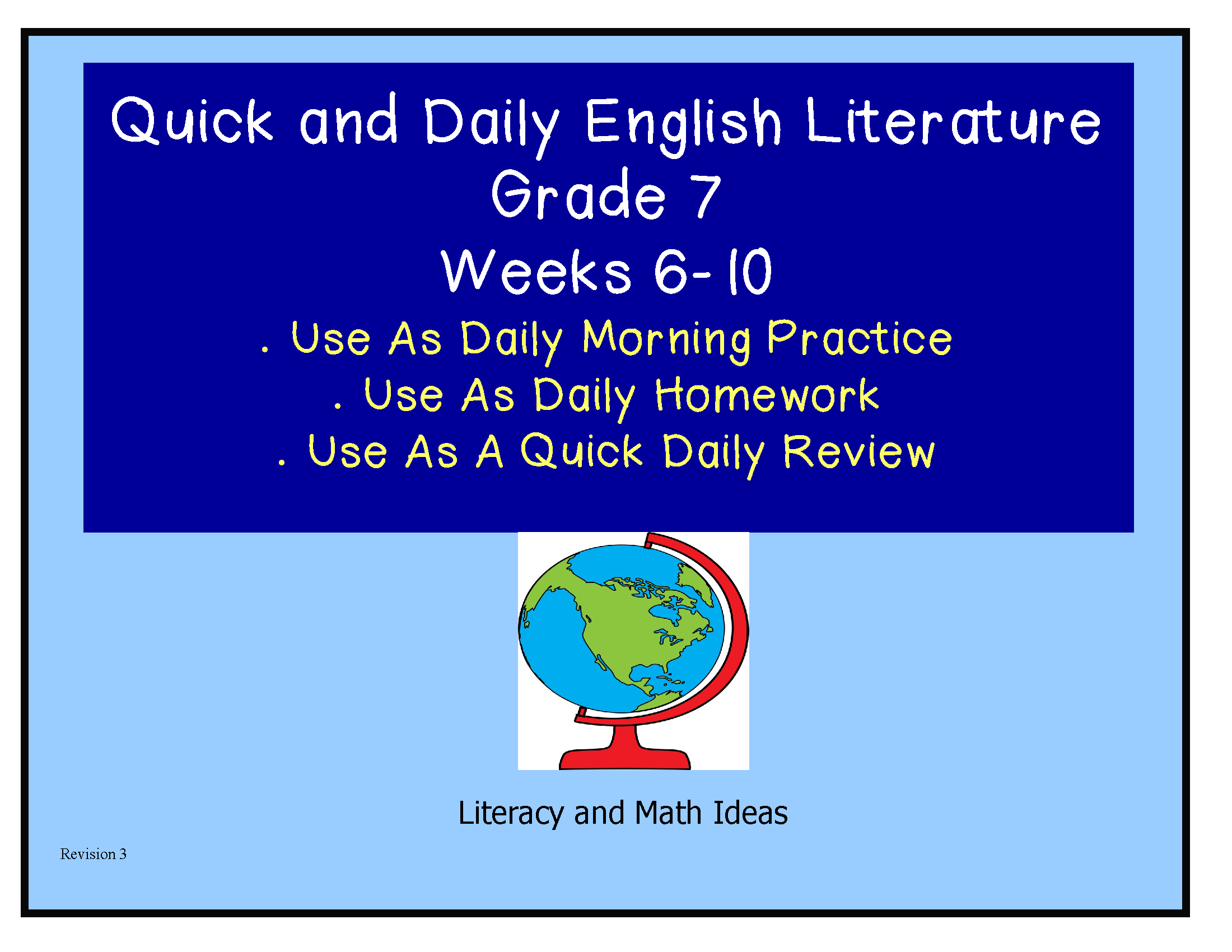 Grade 7 Daily Common Core Reading Practice Weeks 6-10 – Literacy and ...