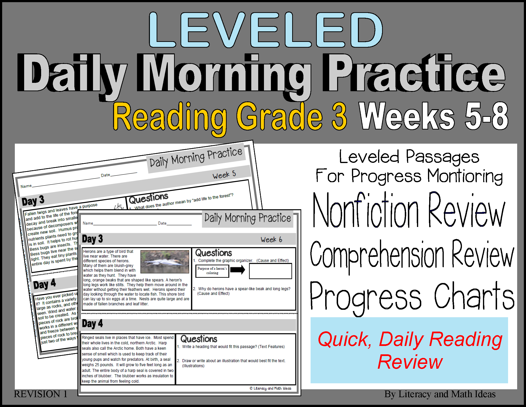 (Leveled) Daily Morning Practice (Reading Grade 3) Weeks 5-8 – Literacy ...