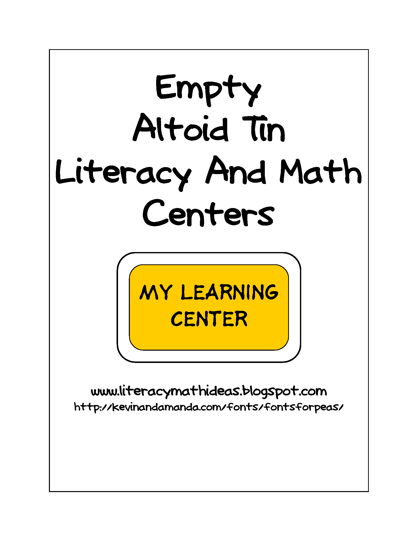 Empty Altoid Tin Centers – Literacy and Math Ideas