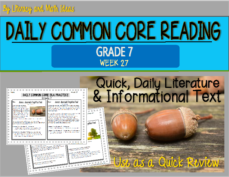 Grade 7 Daily Common Core Reading Practice Week 27 – Literacy and Math ...