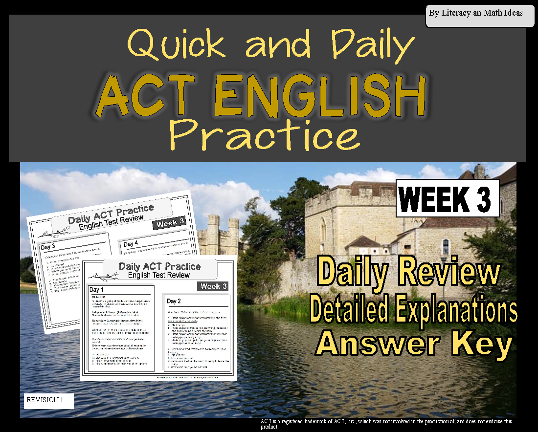 Daily ACT English Test Practice (Week 3) – Literacy and Math Ideas