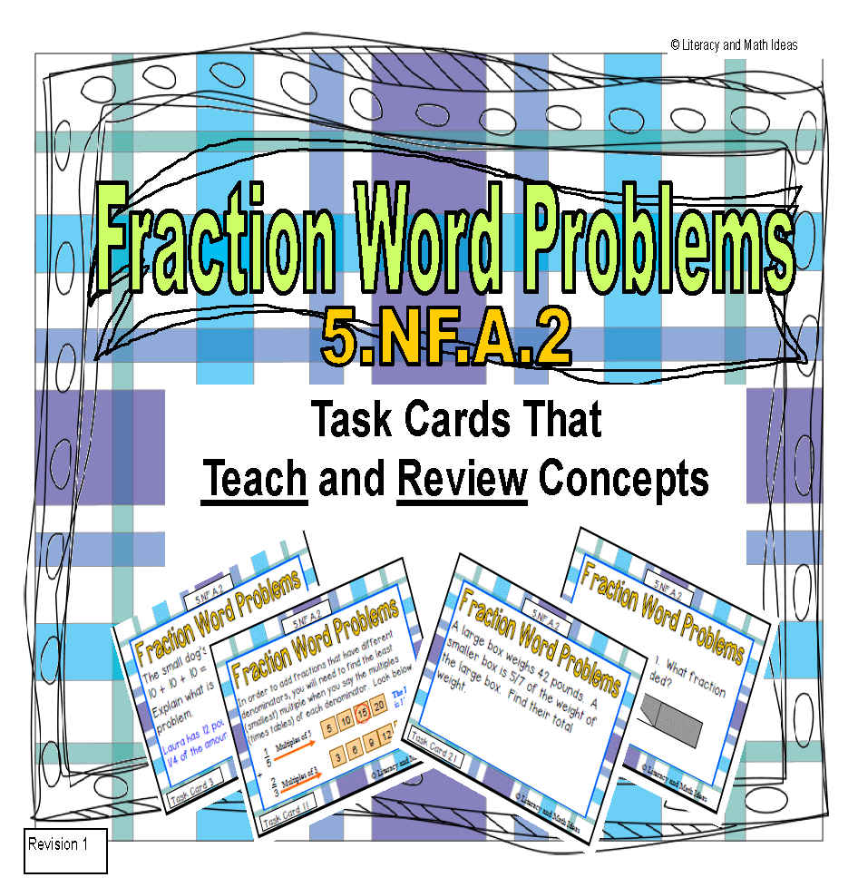 Common Core Math Task Cards: 5.NF.A.2 Fraction Word Problems – Literacy ...