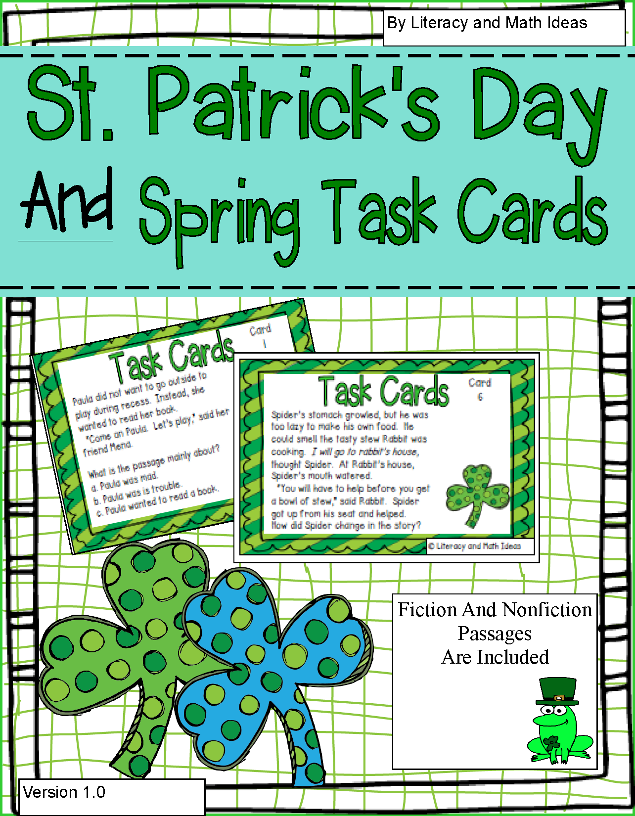 St. Patrick's Day and Spring Task Cards – Literacy and Math Ideas