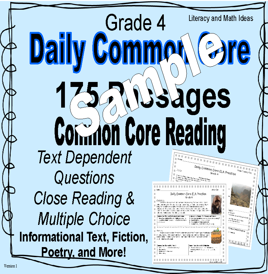 Common Core Grade 4: Point of View Practice RI.4.6 – Literacy and Math ...