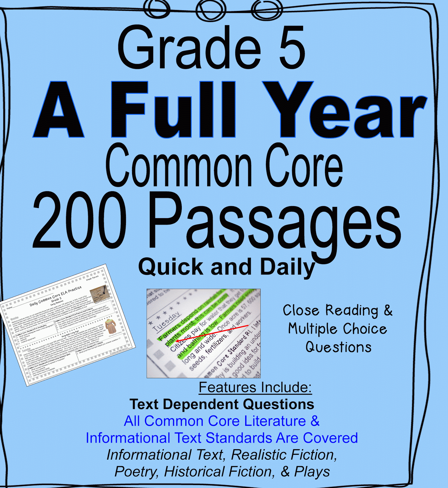 Grade 5 - A complete Year of Daily Common Core Reading Practice ...