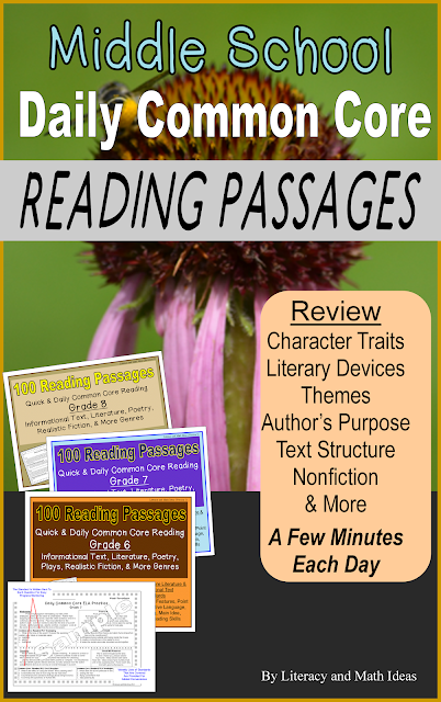 Middle School Daily Common Core Reading Passages – Literacy and Math Ideas