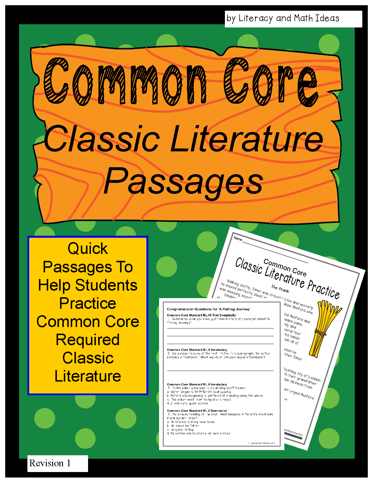 Common Core Classic Literature Passages – Literacy and Math Ideas