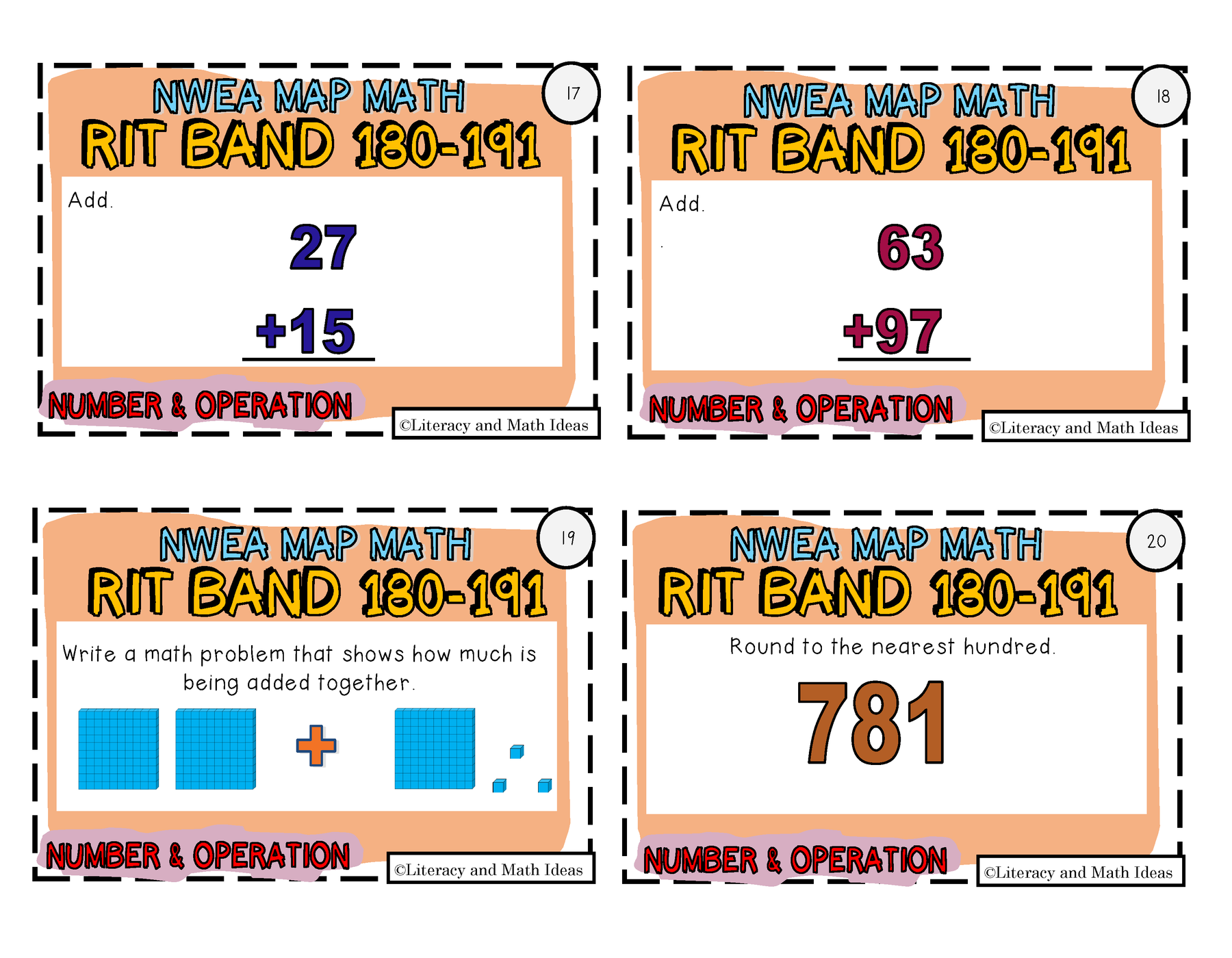 NWEA MAP Math Number and Operation (RIT Band 181-190) Practice ...