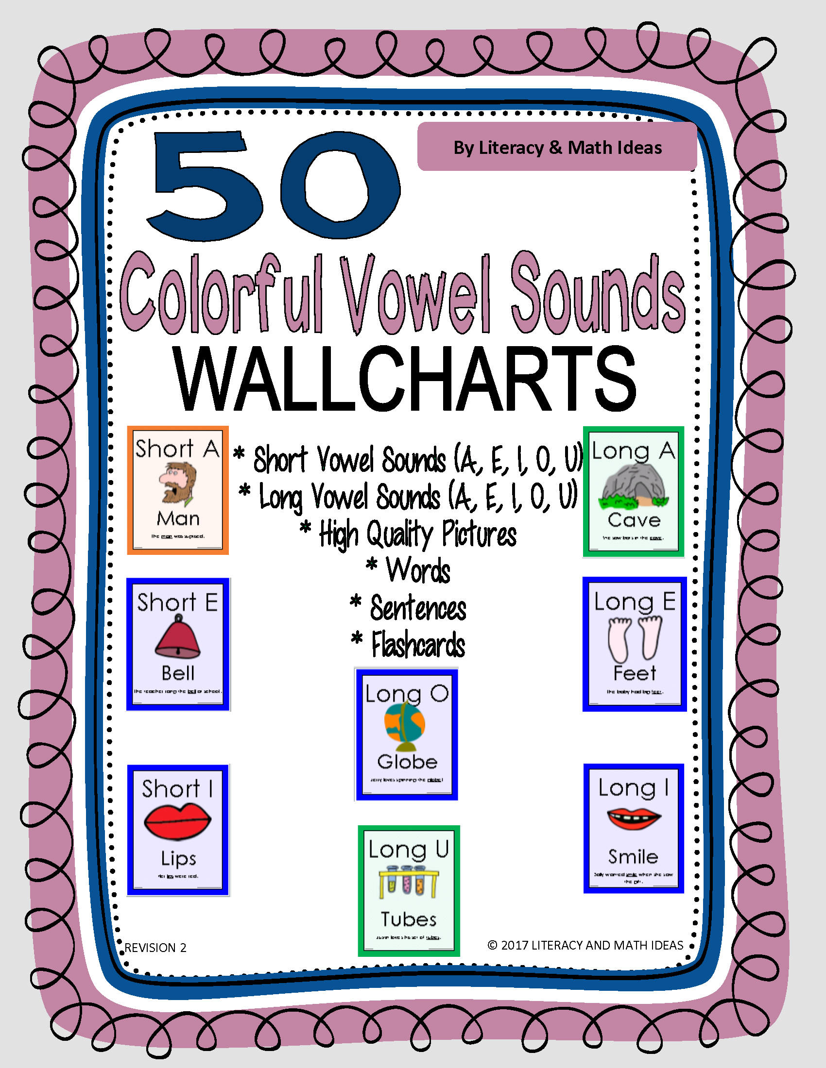 Colorful Vowel Sounds Charts – Literacy and Math Ideas