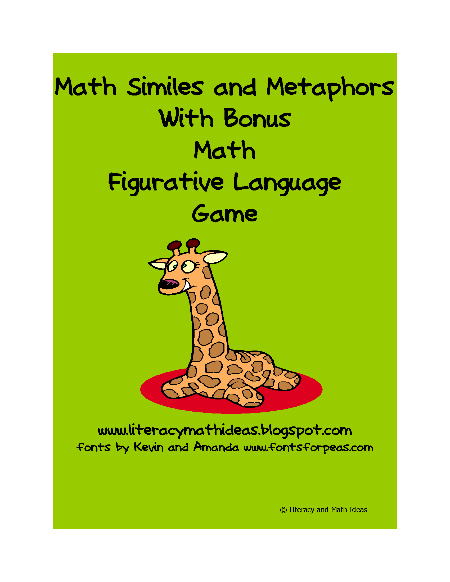 Math Similes & Metaphors Plus Math Figurative Language Game – Literacy ...