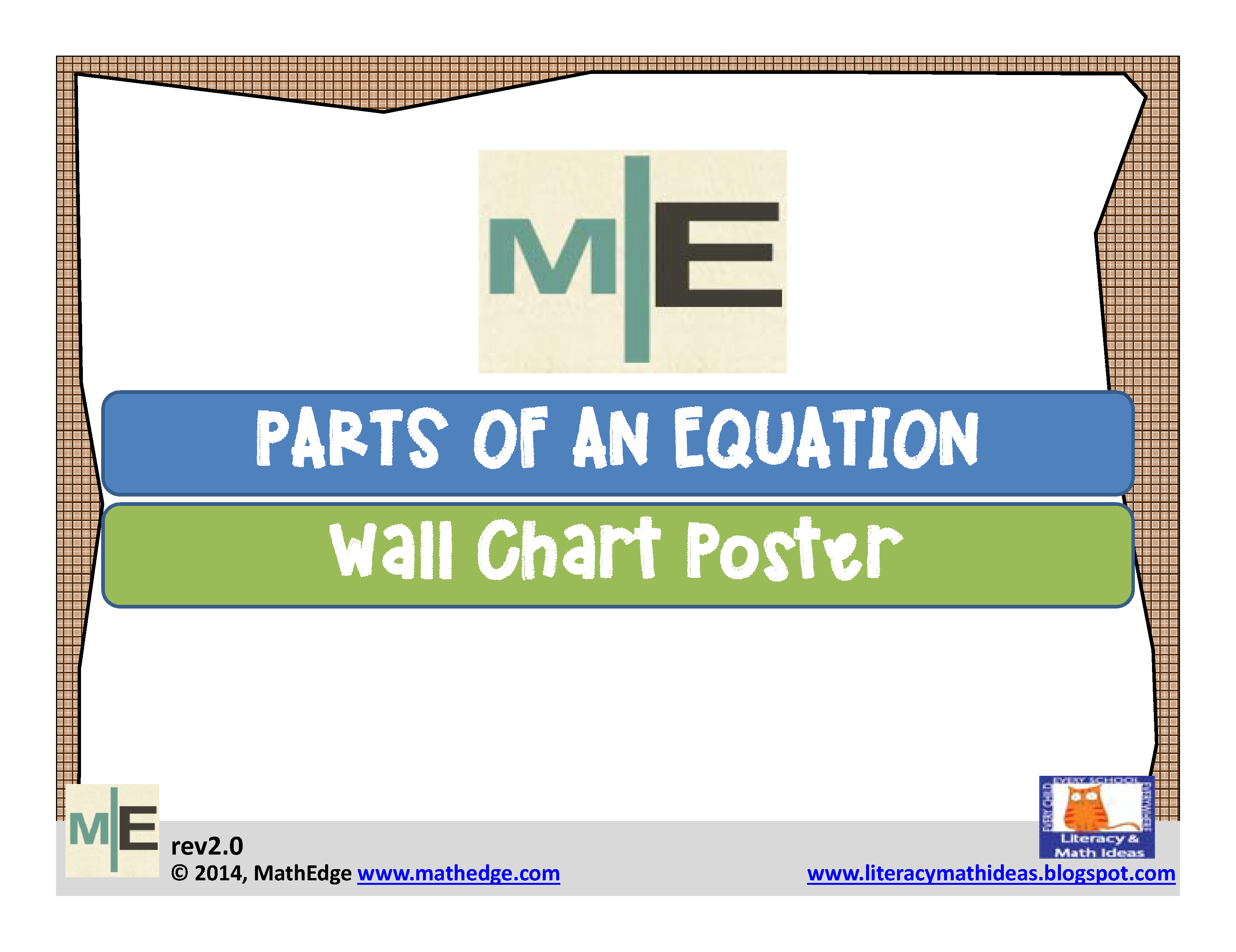 **Free Math Resource** Parts of an Equation – Literacy and Math Ideas