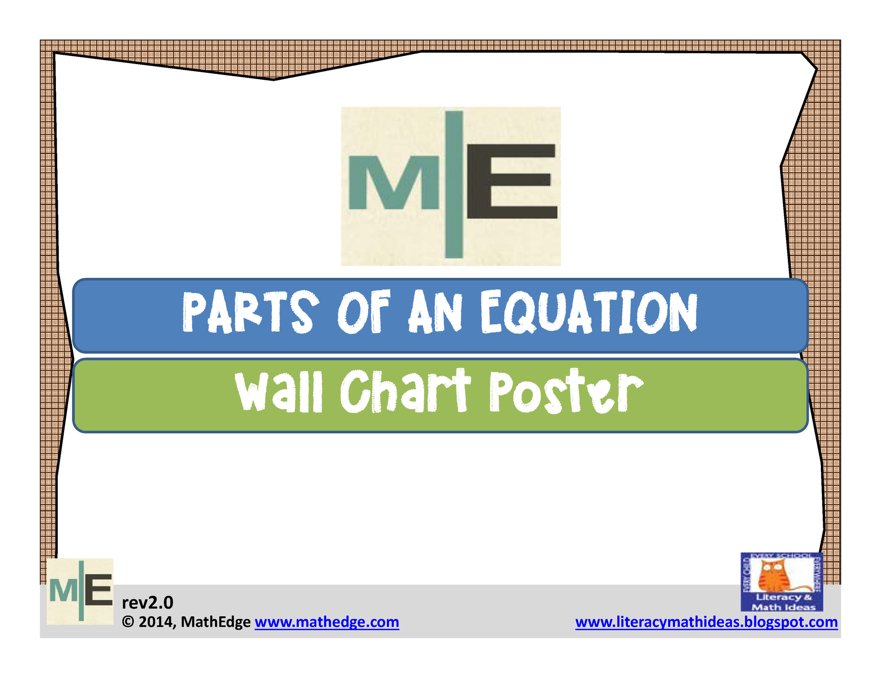 **Free Math Resource** Parts of an Equation – Literacy and Math Ideas