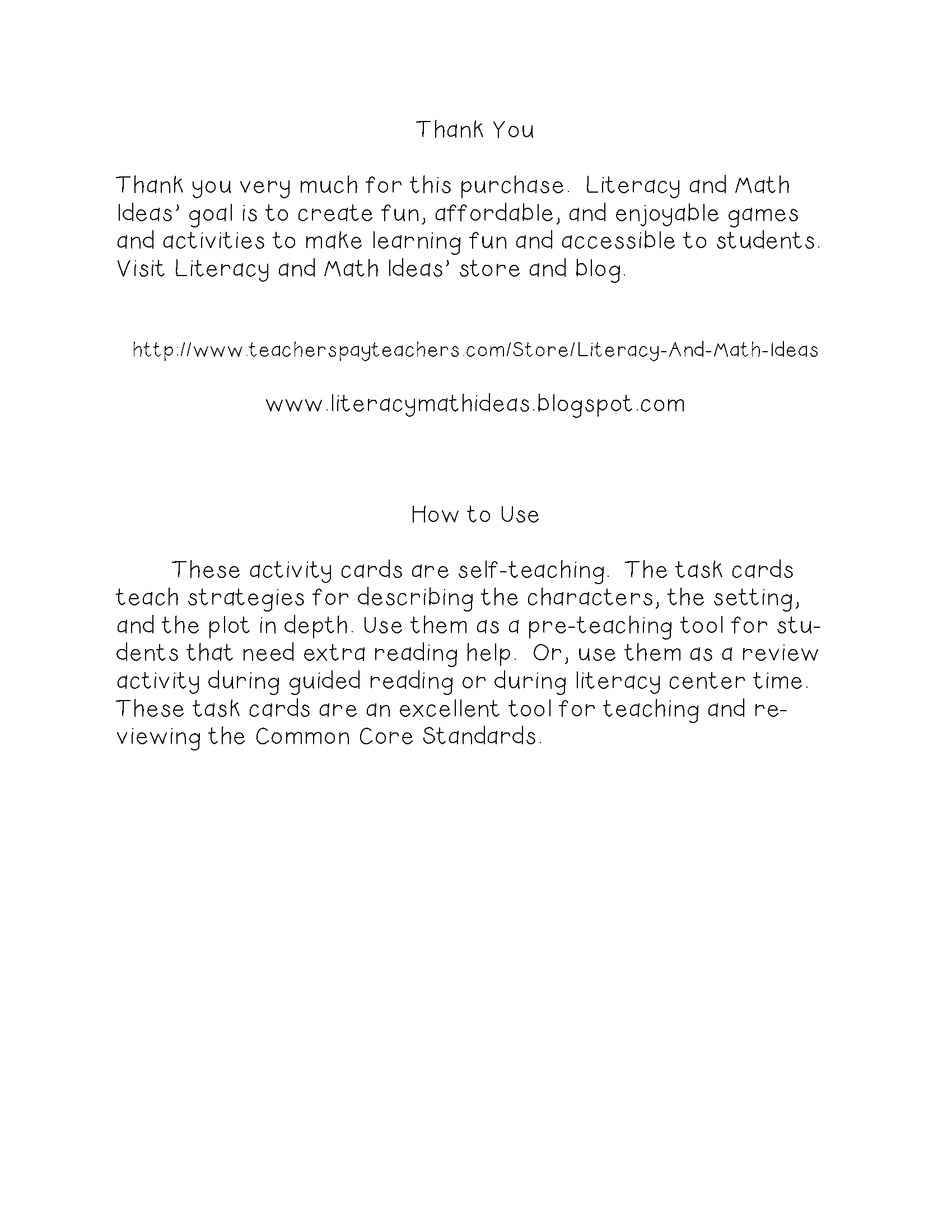 Grade 4 Common Core Reading Activity Cards Bundle – Literacy and Math Ideas