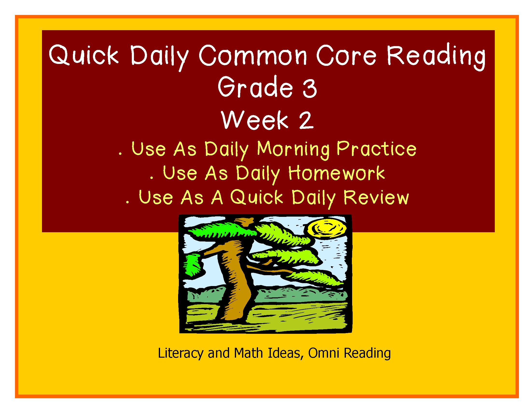 Grade 3 Daily Common Core Reading Practice Week 2 – Literacy and Math Ideas
