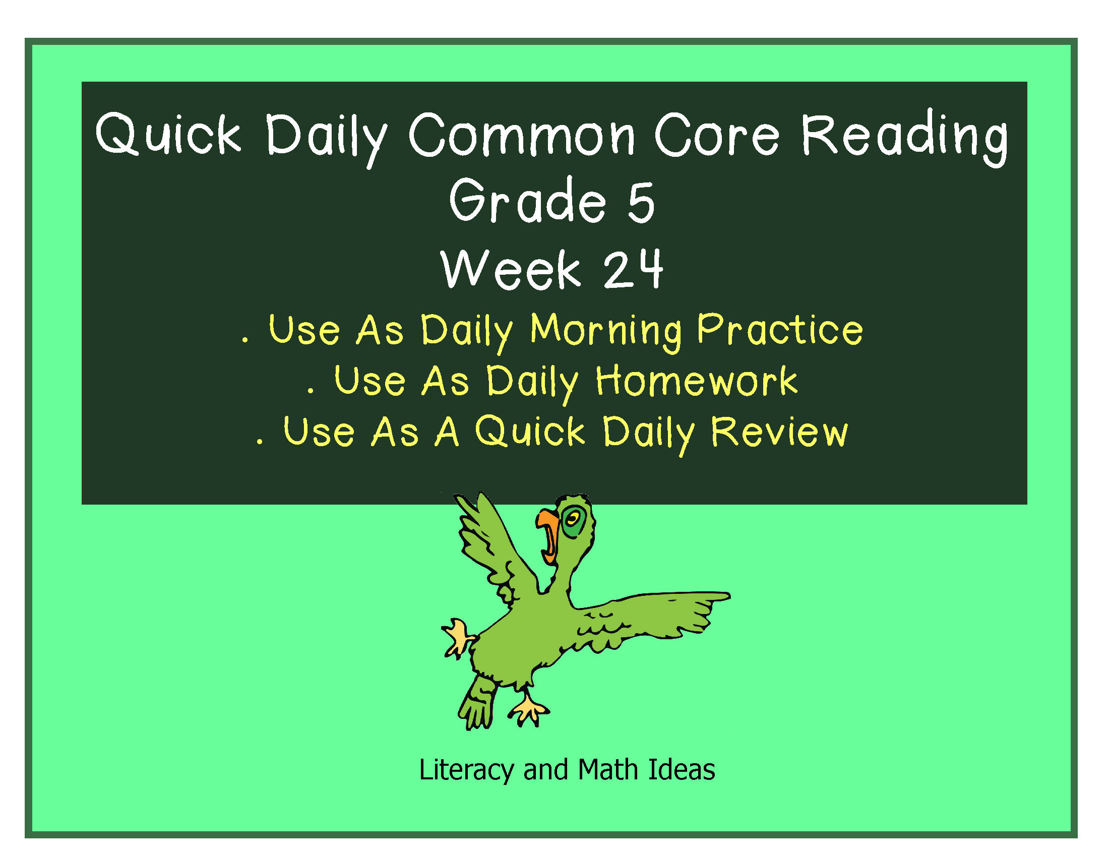 Grade 5 Daily Common Core Reading Practice Week 24 – Literacy and Math ...