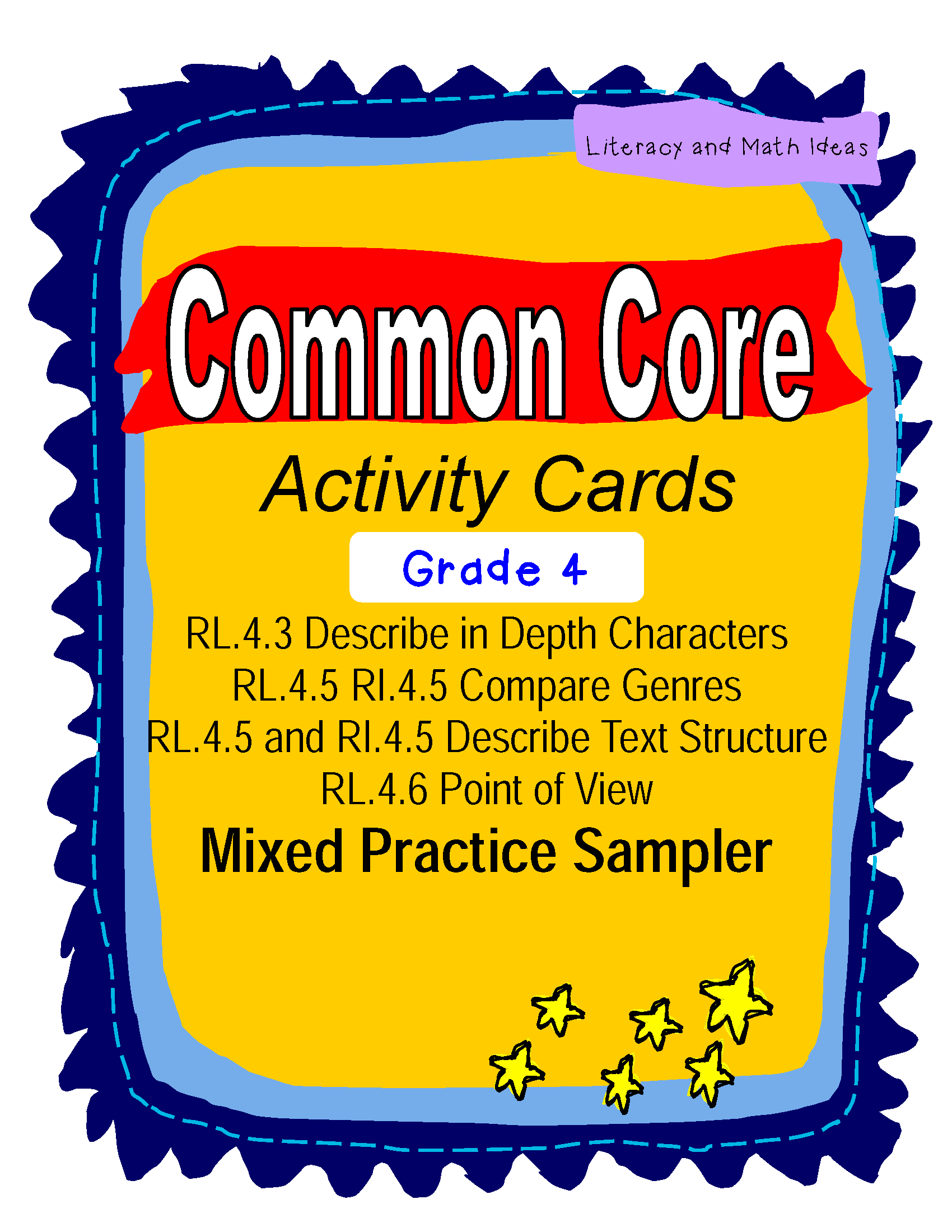 Free Grade 4 Common Core Reading Activity Cards Sampler – Literacy and ...