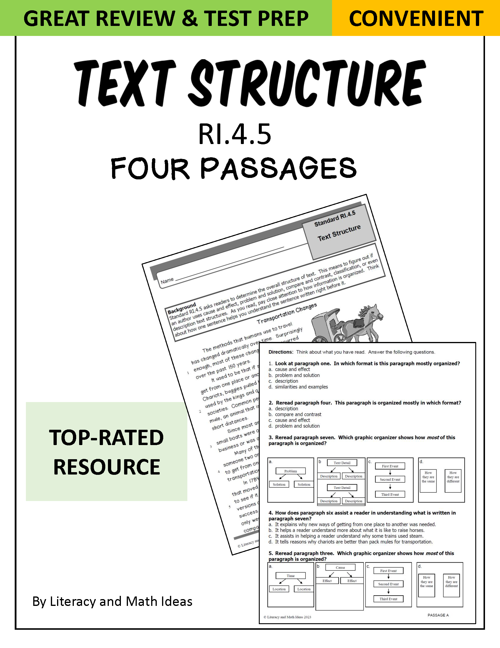 Common Core Grade 4: Text Structure RI.4.5 Practice – Literacy and Math ...